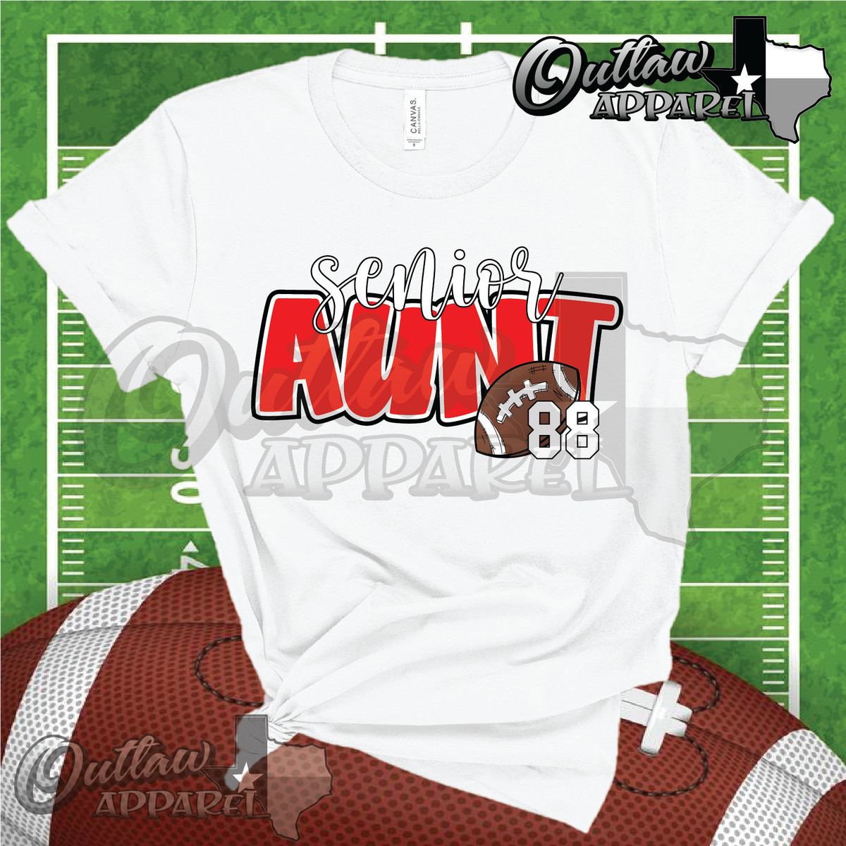 Senior Football Aunt with number | Outlaw Apparel